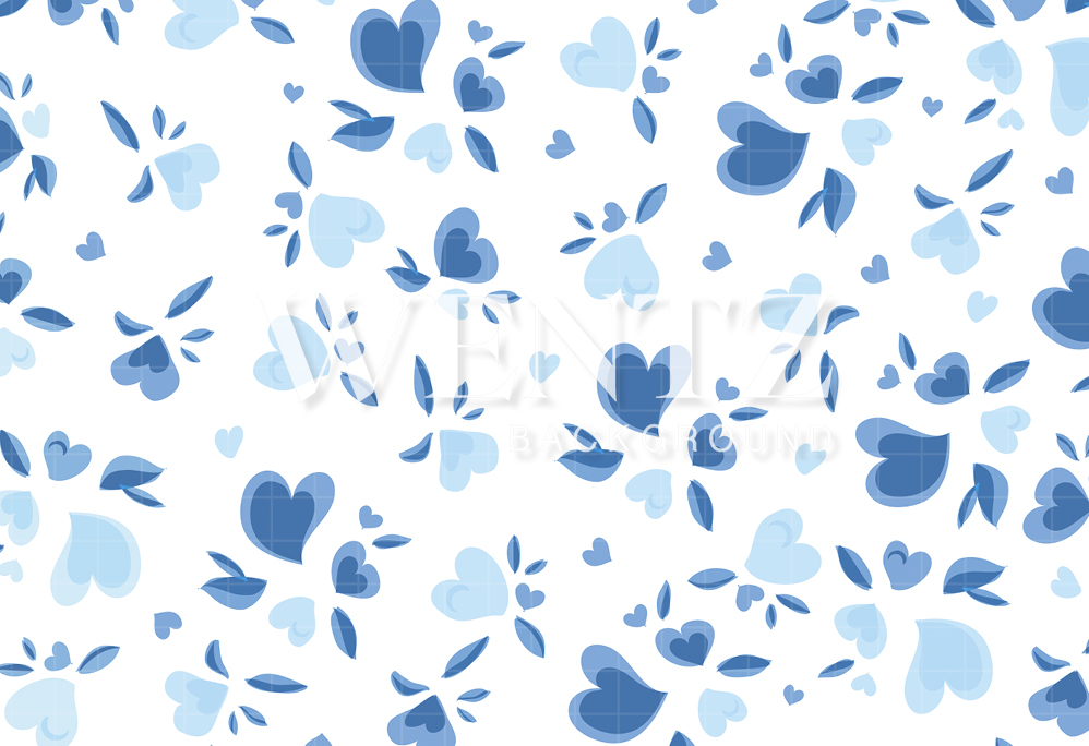 Fabric Photography Background Blue Heart / Backdrop 1683